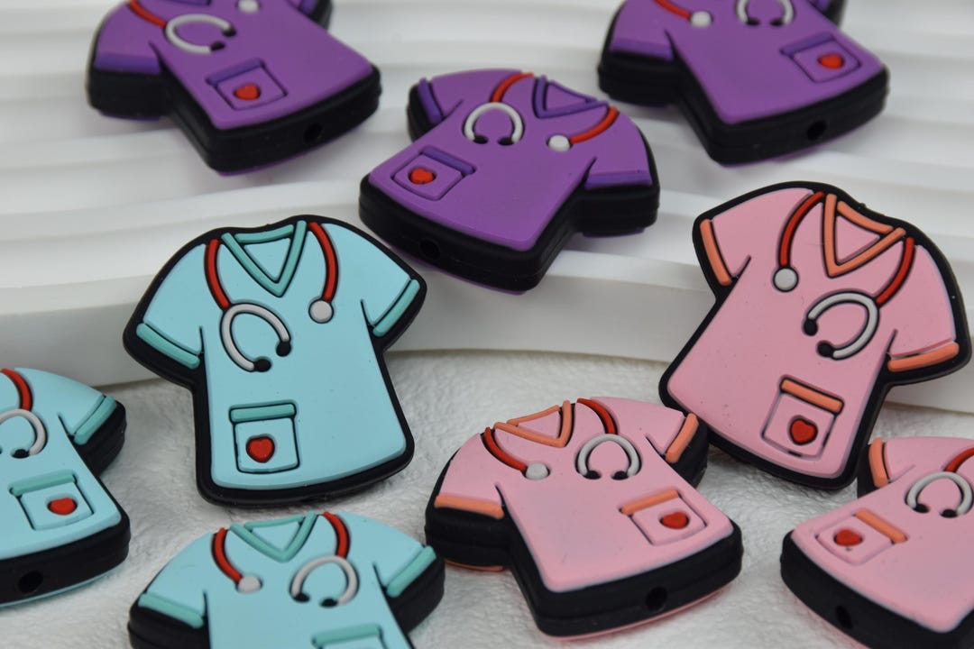 Nurse Scrub Tops Stethoscope Focal Silicone Beads,diy Pen Loose Bead ...