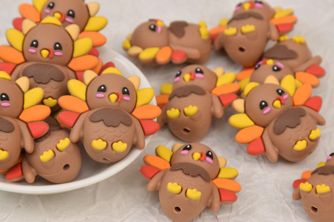3D Turkey Thanksgiving Focal Silicone Beads,diy Loose Pen Bead,focus ...