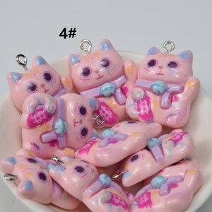 Cartoon Maneki Neko Cat Resin Pendant,plastic Lucky Cat Charm,diy ...