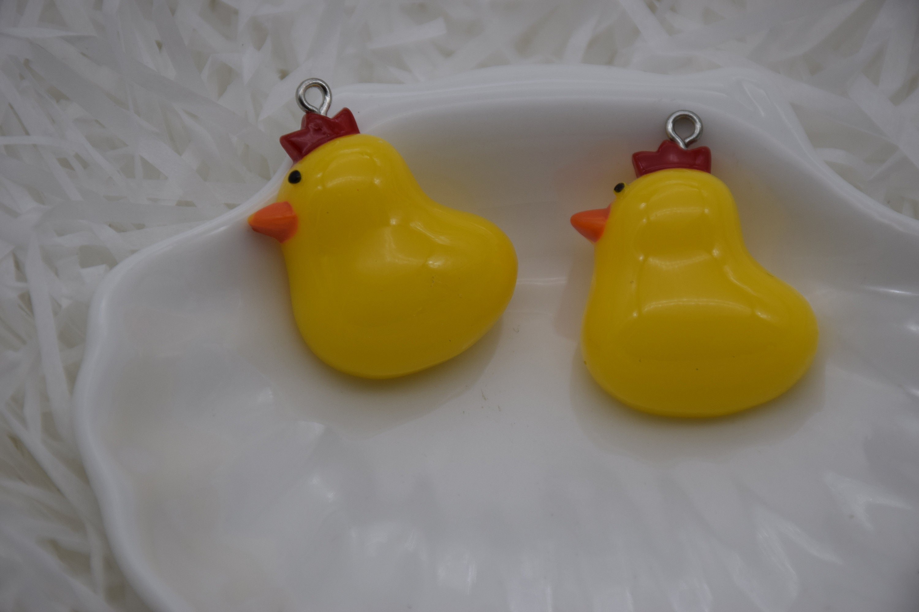 10 Resin/plastic Yellow Chicken Chick Cabochons,christmas Tree Ornament ...