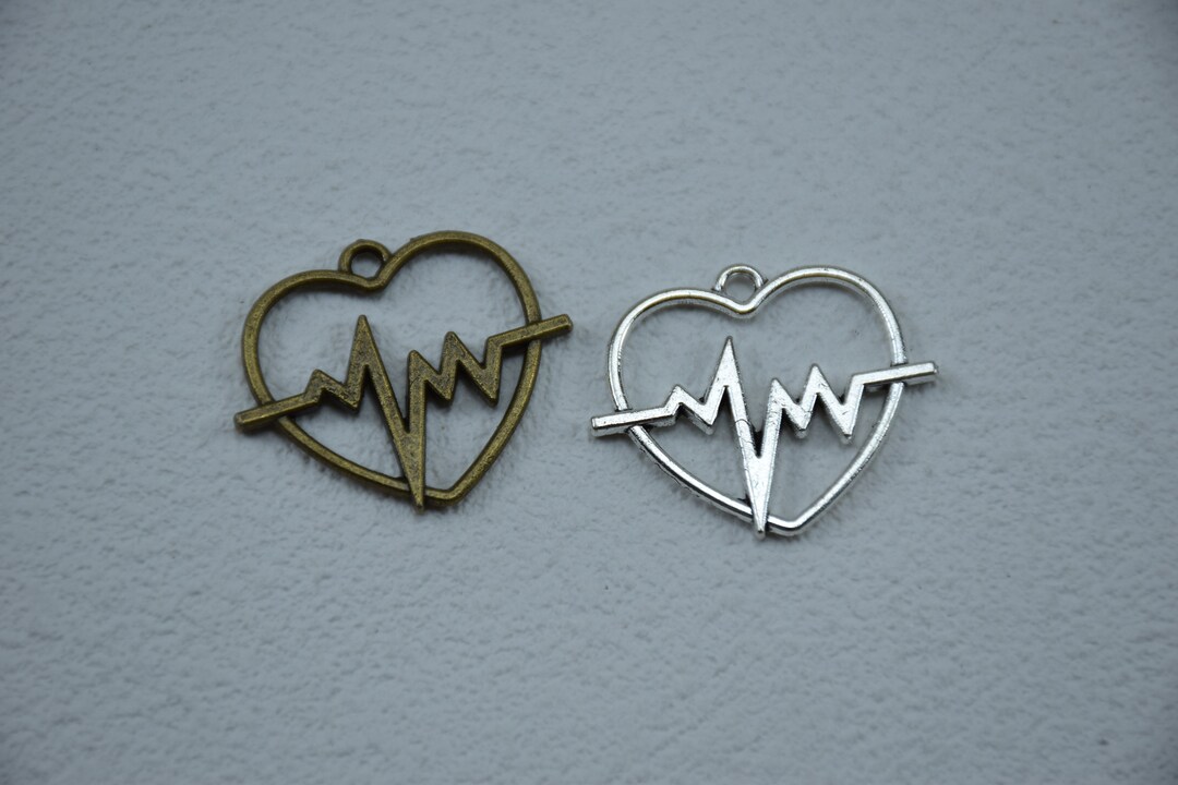 Metal Heart Rate Beat Heart Heart Rhythm Charm,jewelry Making Crafts ...