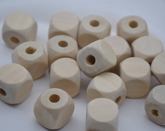 Mini Wood Beaded Pendant Wooden Beads Square Shaped Charms Jewelry ...
