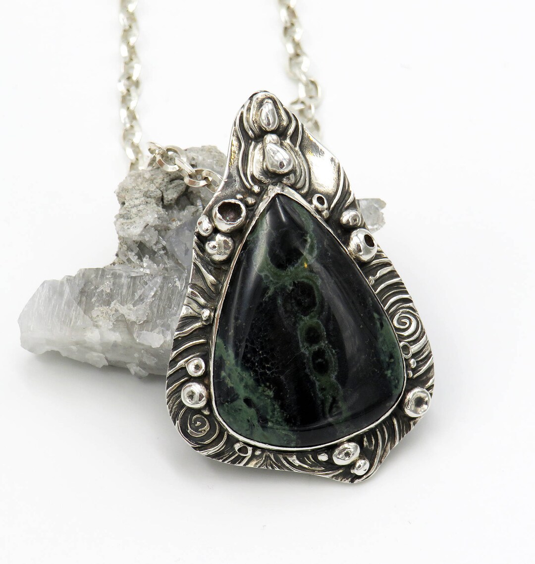 Large Pendant ring Nebula Fine Silver, Sterling Silver, Kabamba Stone ...