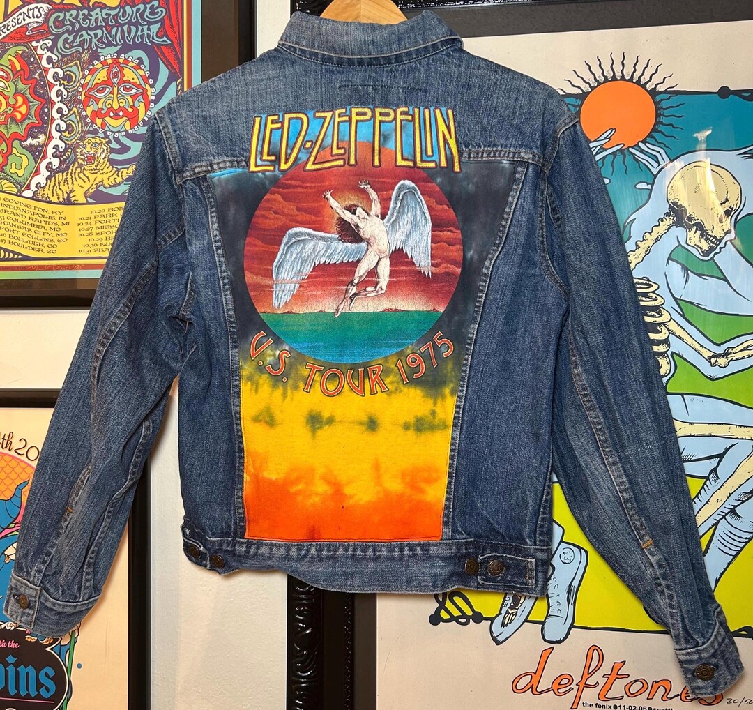 OOAK Handmade Upcycled Led Zeppelin Denim Jean Jacket - Etsy