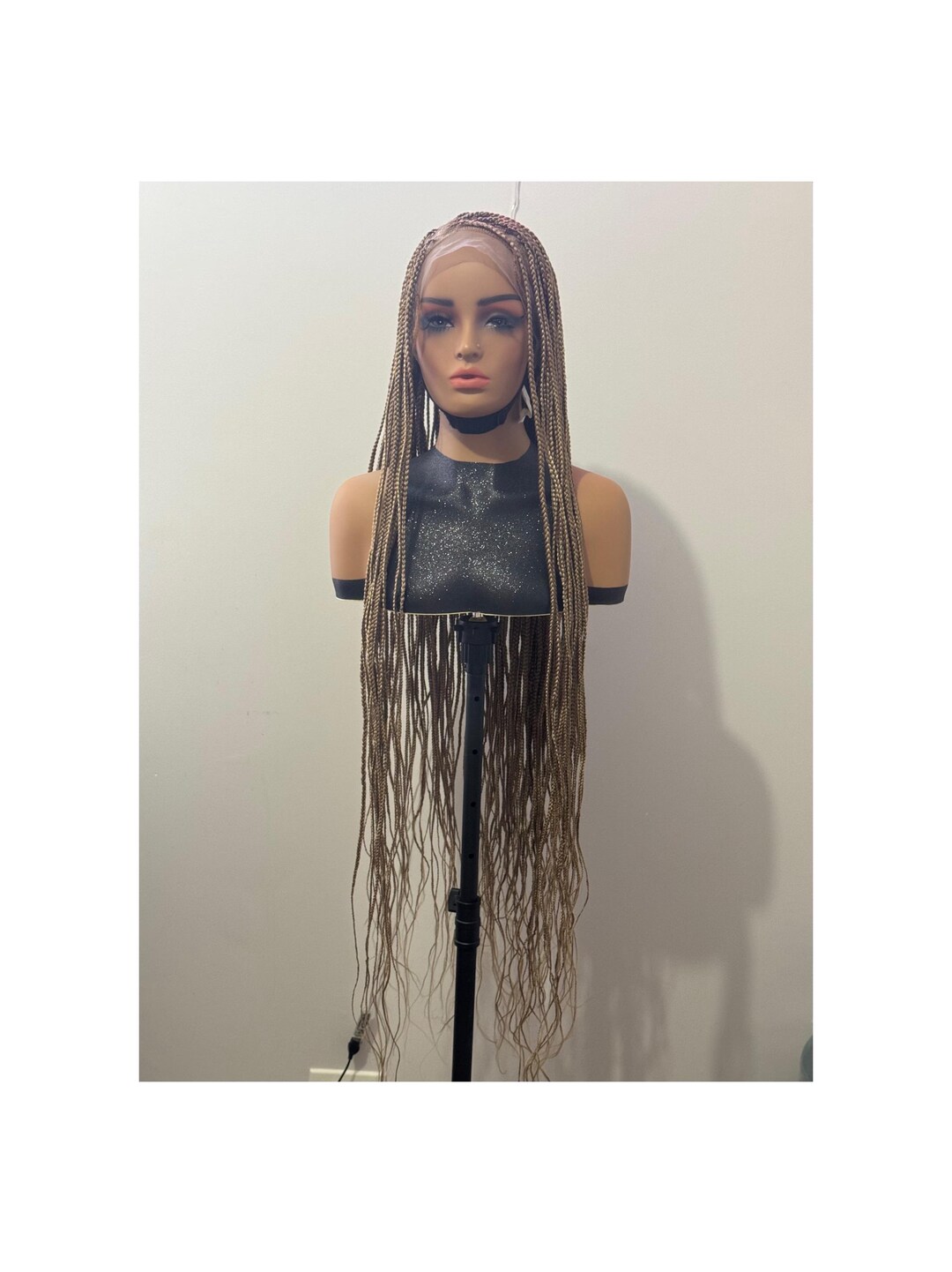 48" Black Box Braided Wig – Full Lace Color 27 Honey Blonde , Baby Hair ...