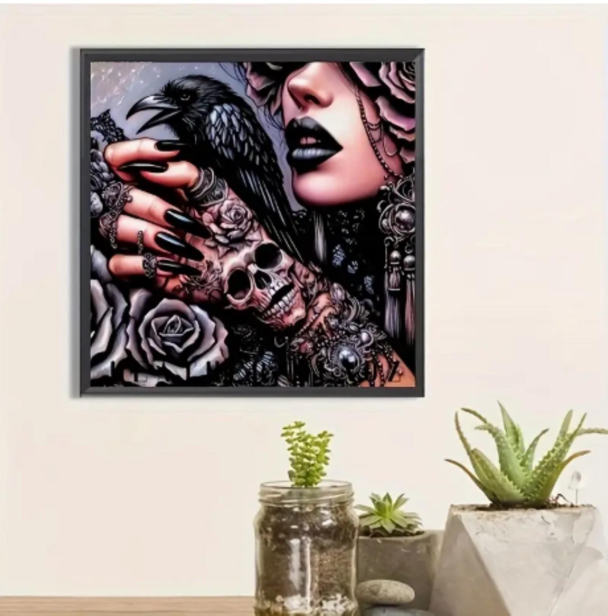 Diamond Art Painting Kit - Gothic Beauty and Raven Arts Craft,diy,decor ...