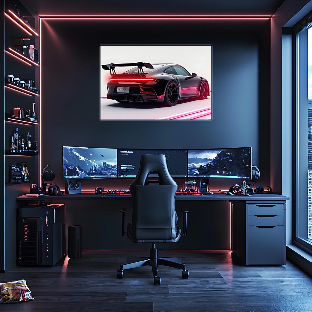 Automotive Poster With Neon Lights, Acrylic LED Wall Art, Custom ...