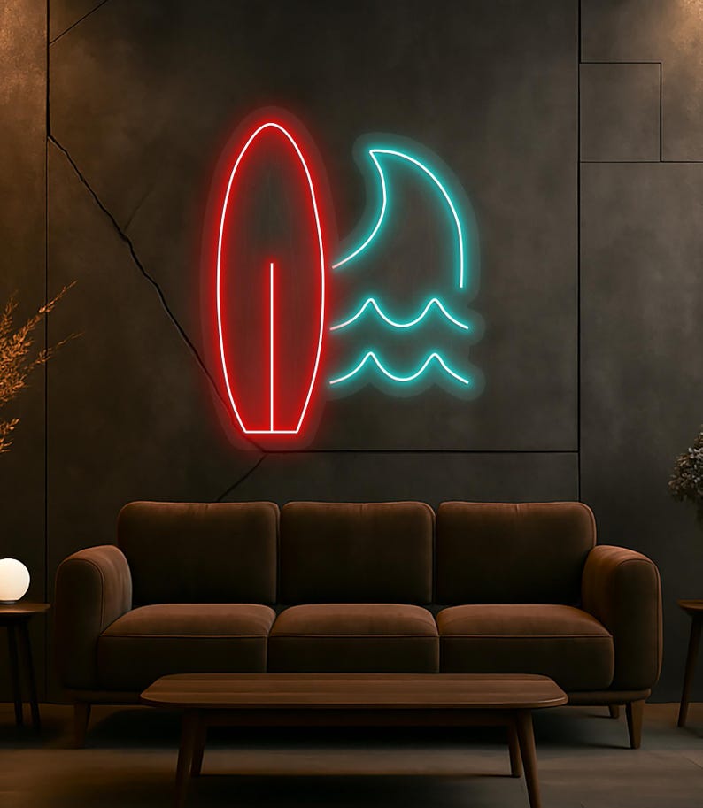 Surfboard Neon Sign • Ocean LED Wall Art • Free Shipping - Etsy