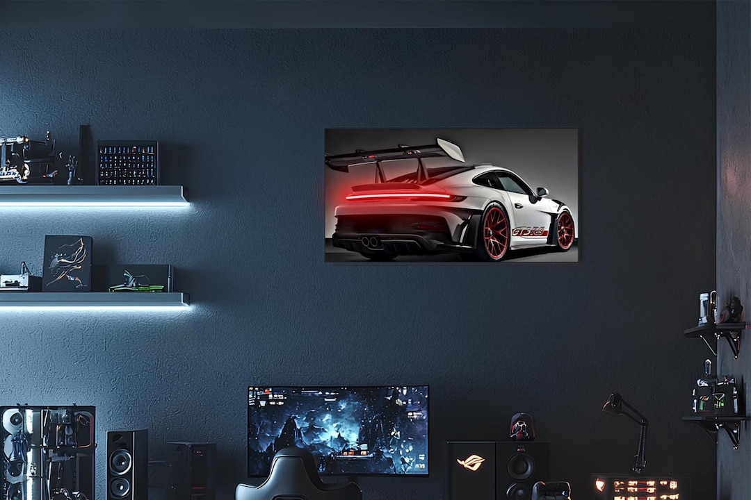 Automotive Neon Sign, LED Race Car Wall Art, UV Print Automotive Decor ...