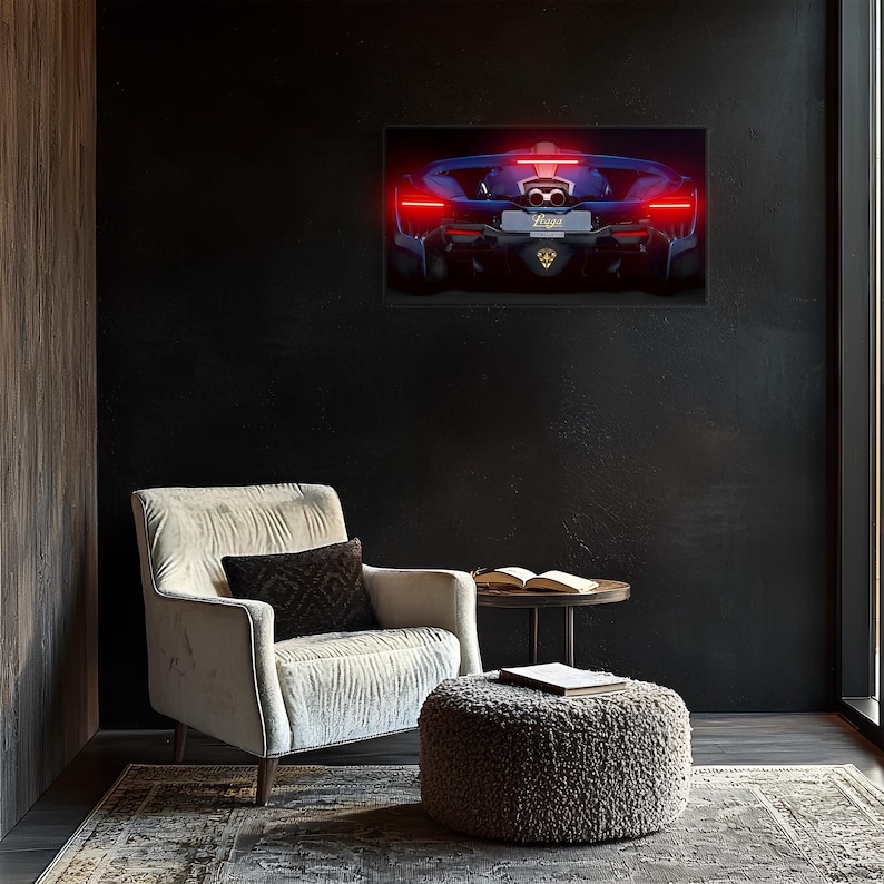 Automotive Neon Acrylic Poster With Neon Lights , Custom LED Backlit ...