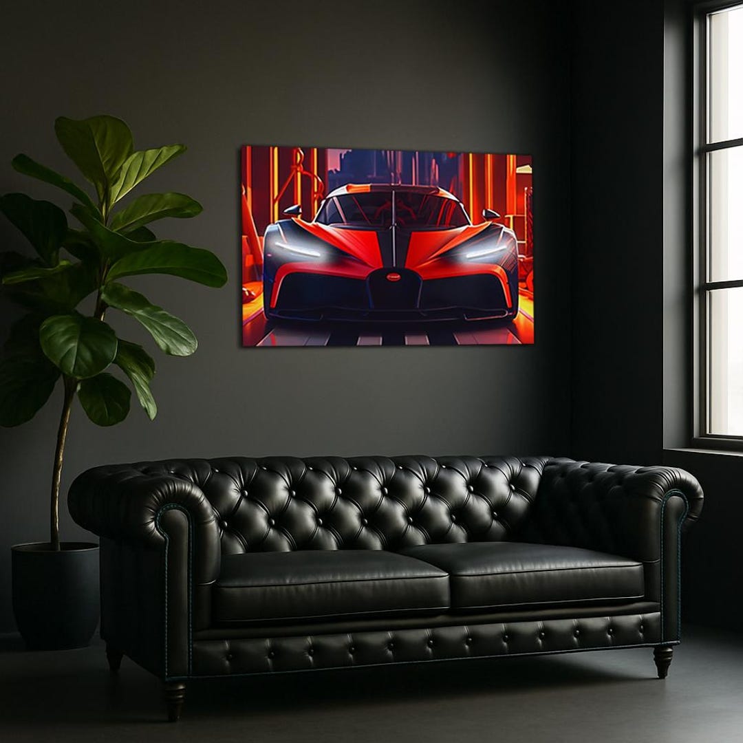 Neon Car Wall Art , UV Printed LED Sign , Supercar Garage, Man Cave ...