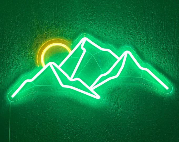 Mountain Neon Wall Art Landscape Neon Sign Neon Art, Mountain Art Light ...