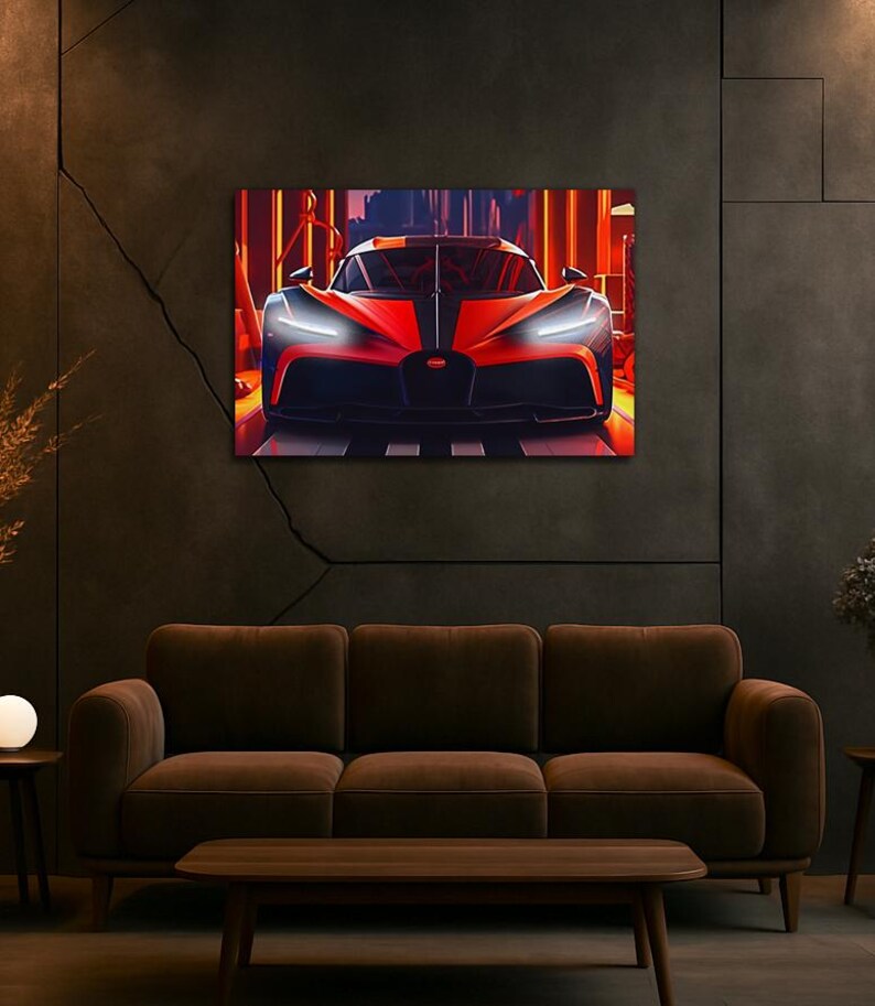 Neon Car Wall Art , UV Printed LED Sign , Supercar Garage, Man Cave ...