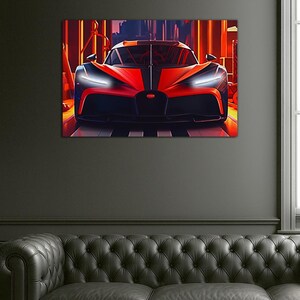 Neon Car Wall Art , UV Printed LED Sign , Supercar Garage, Man Cave ...
