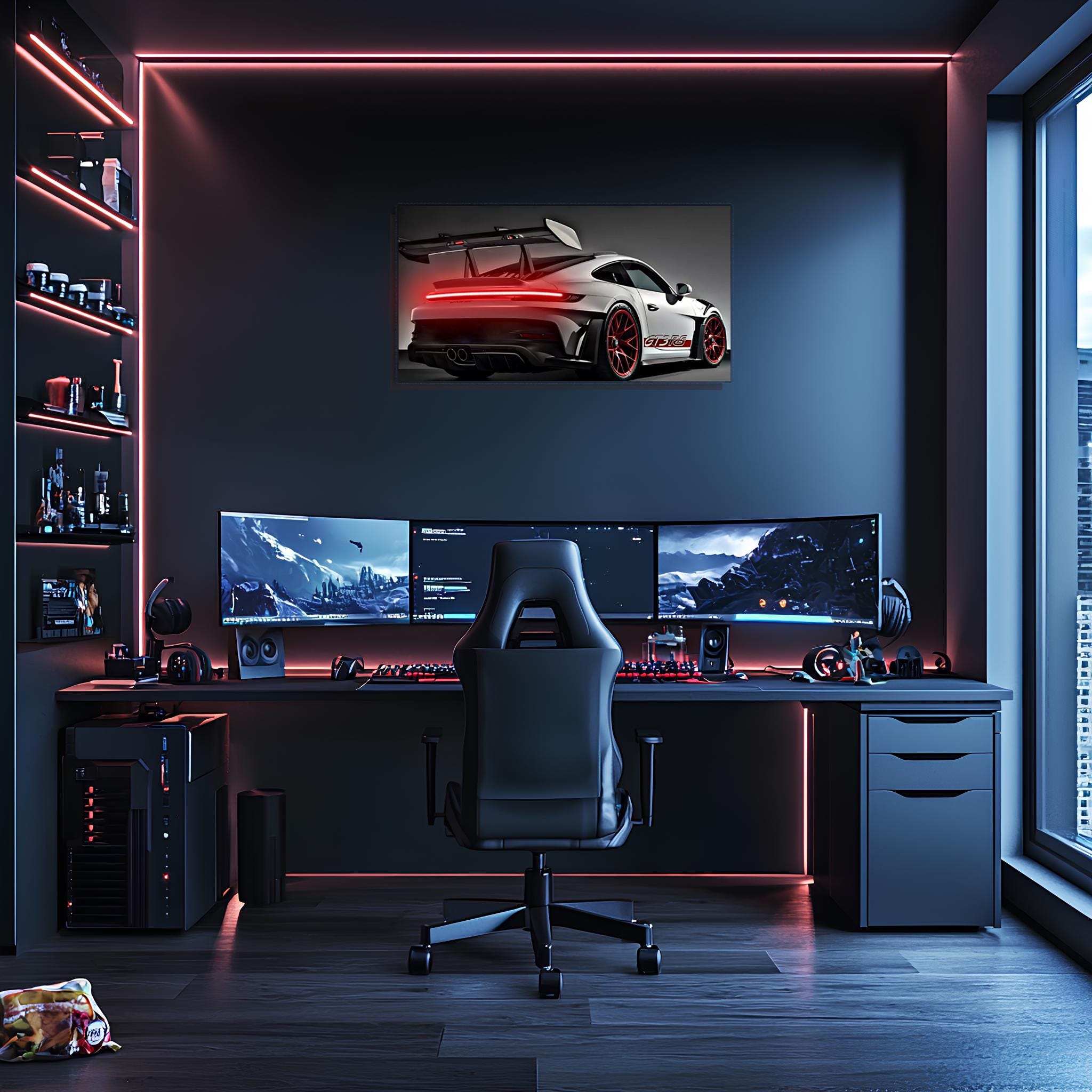 Automotive Neon Sign, LED Race Car Wall Art, UV Print Automotive Decor ...