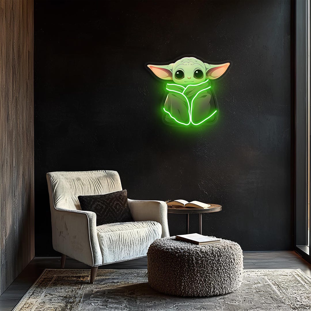 Yoda Neon Sign, Uv Print Neon, Uv Wall Decor, Yoda Uv Print Neon Sign ...