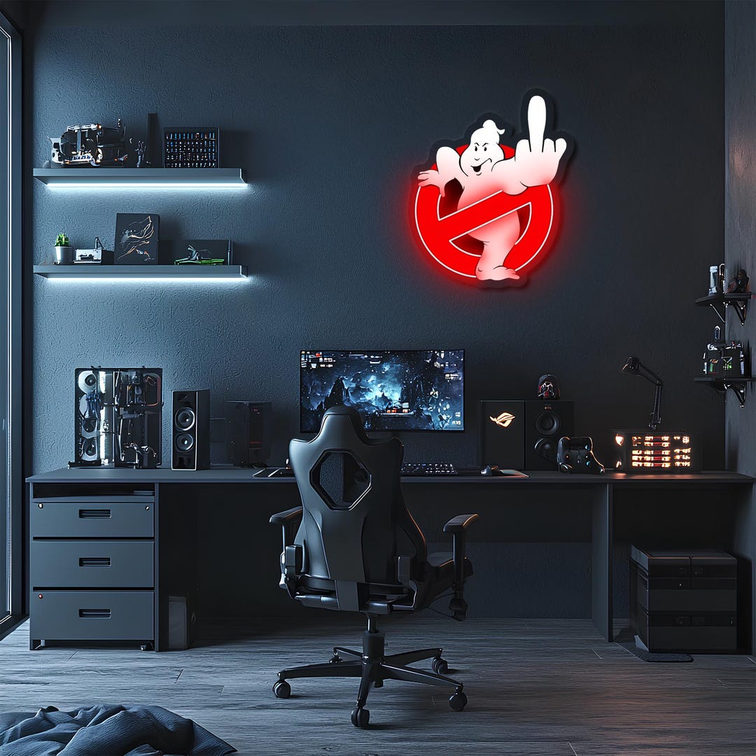 Ghostbusters Plexiglass Neon Art, Uv Print Neon Sign, Neon Light Sign ...