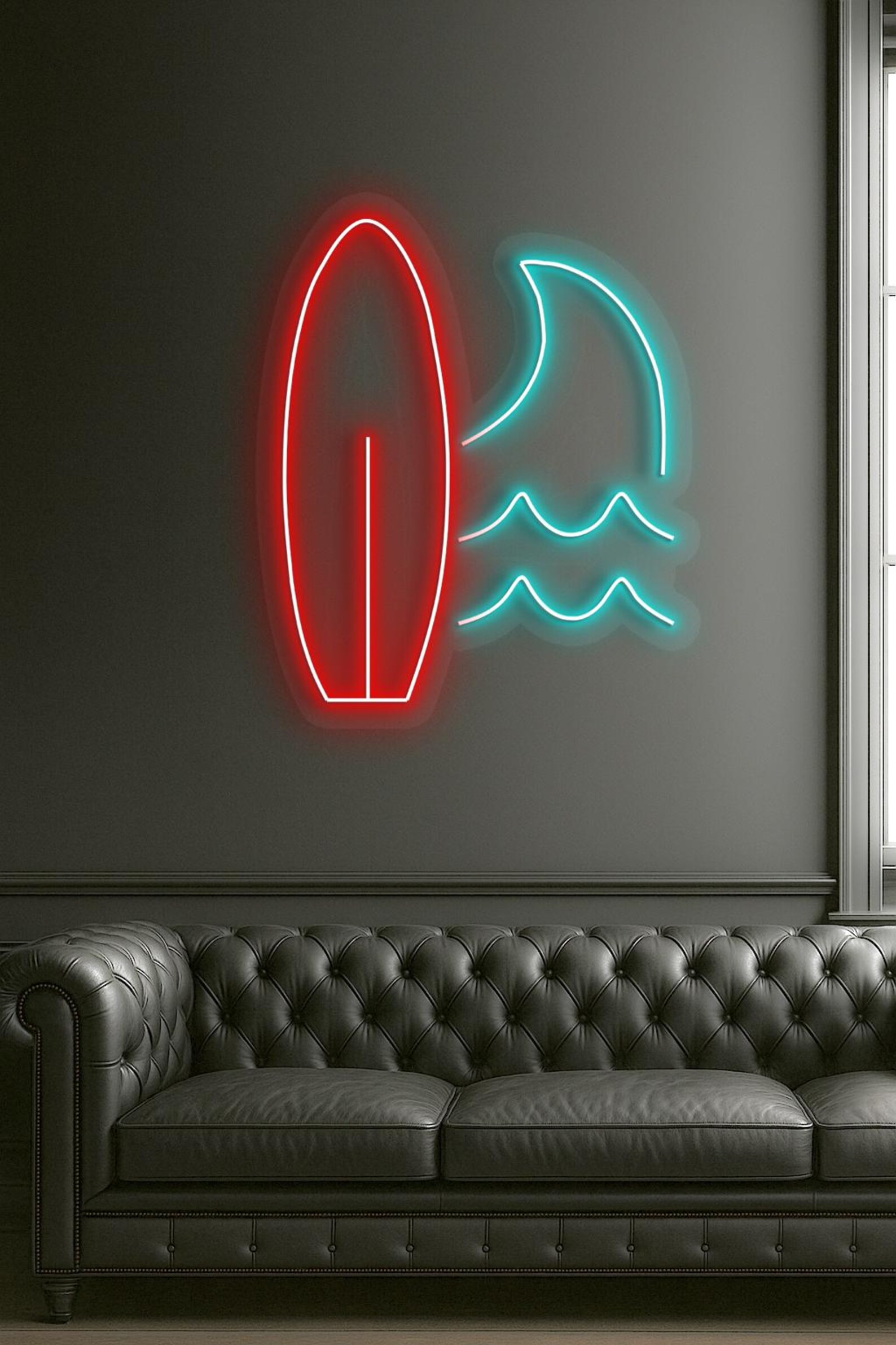 Surfboard Neon Sign • Ocean LED Wall Art • Free Shipping - Etsy