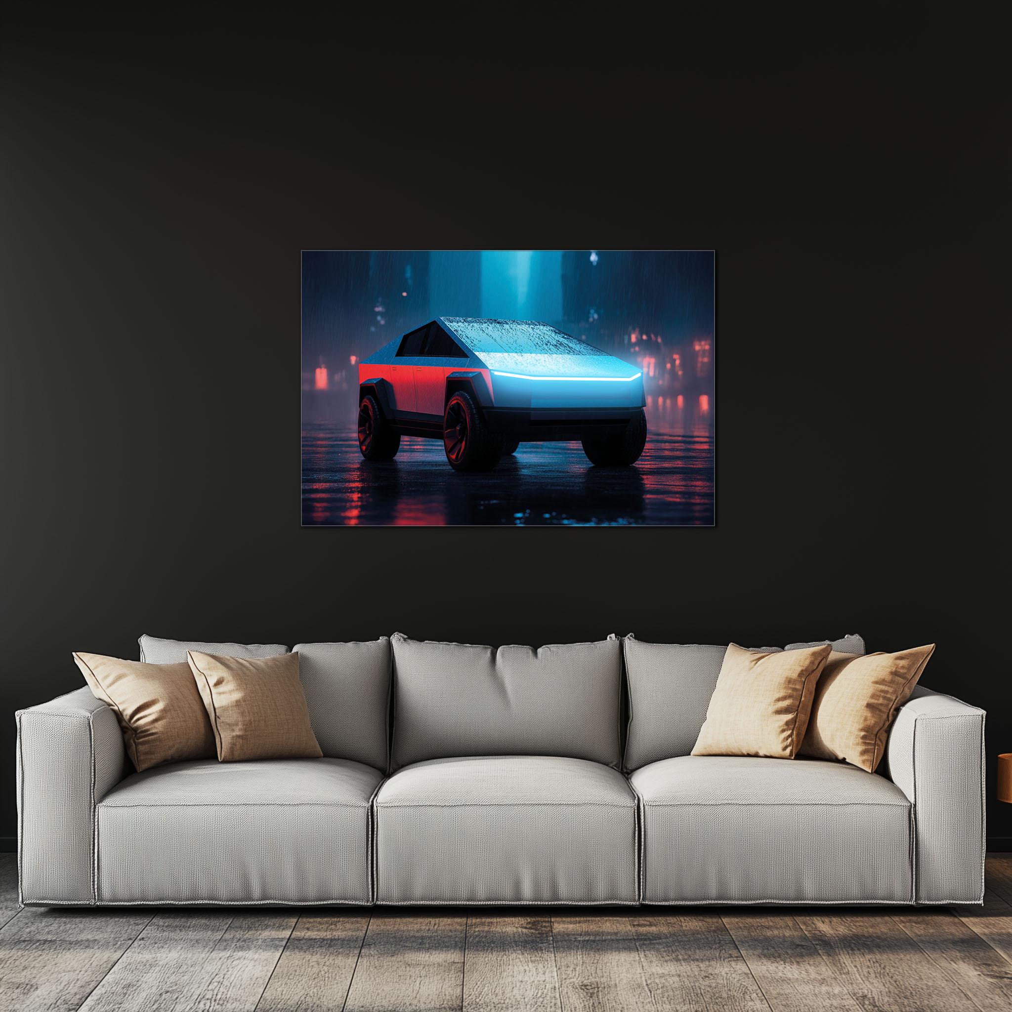 Cybertruck Style Neon Wall Art – UV Printed LED Plexiglass Sign for ...