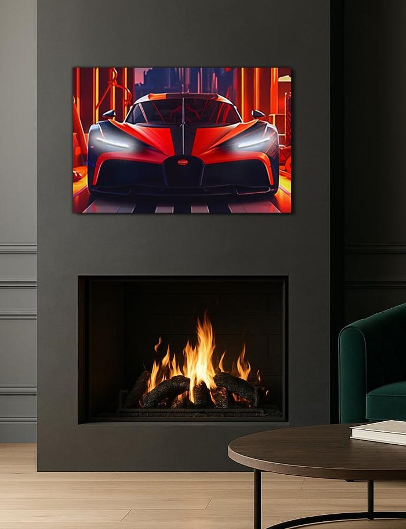 Neon Car Wall Art , UV Printed LED Sign , Supercar Garage, Man Cave ...
