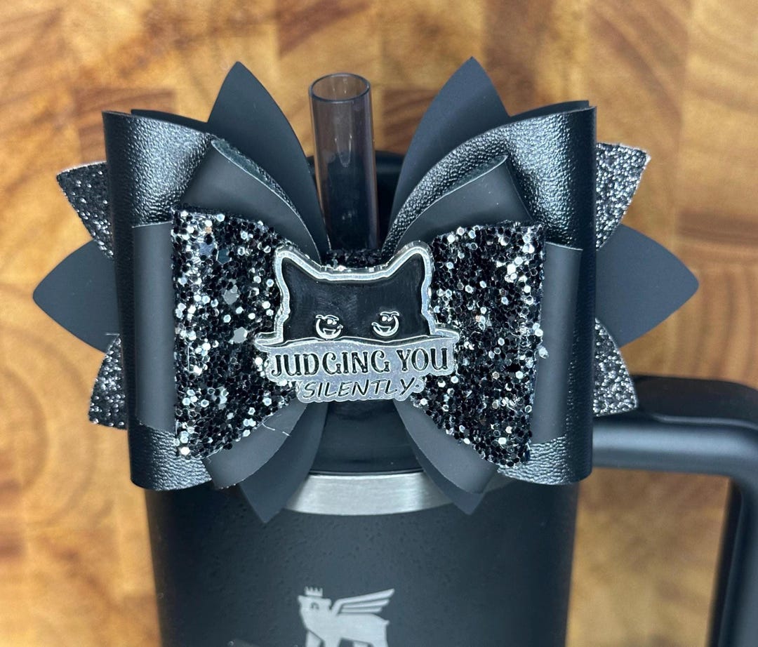 Shadow Moon Midnight Glitz Tumbler Straw Topper Bow - Etsy