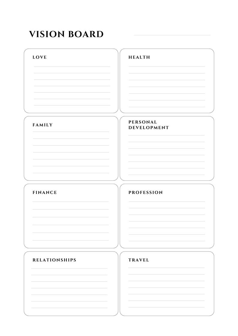 VISION BOARD, Fillable Printable PDF, Instant Download. - Etsy