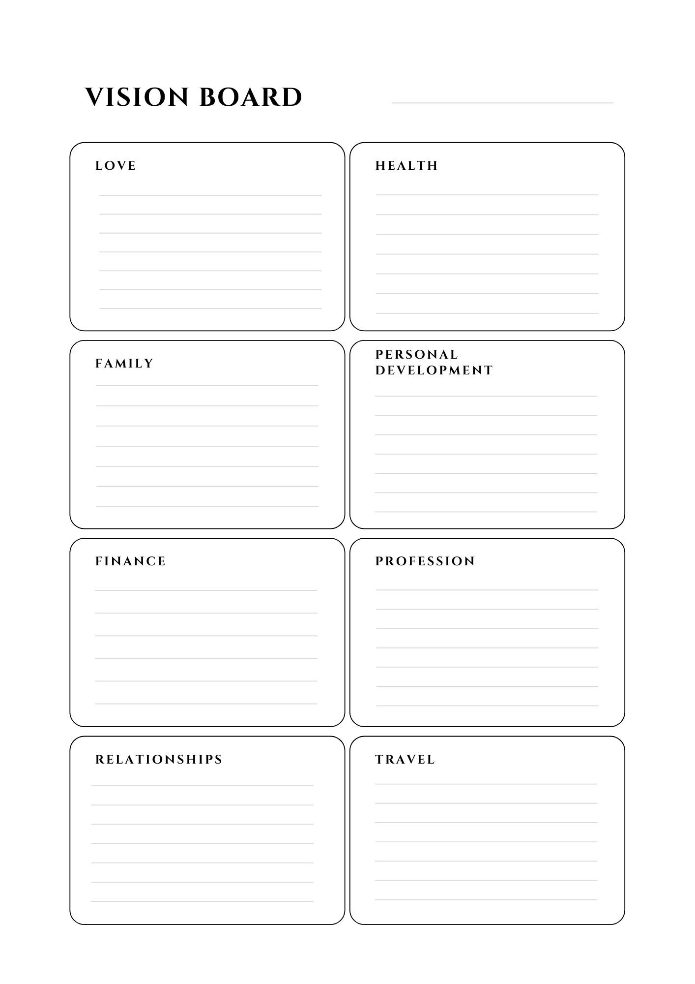 VISION BOARD, Fillable Printable PDF, Instant Download. - Etsy