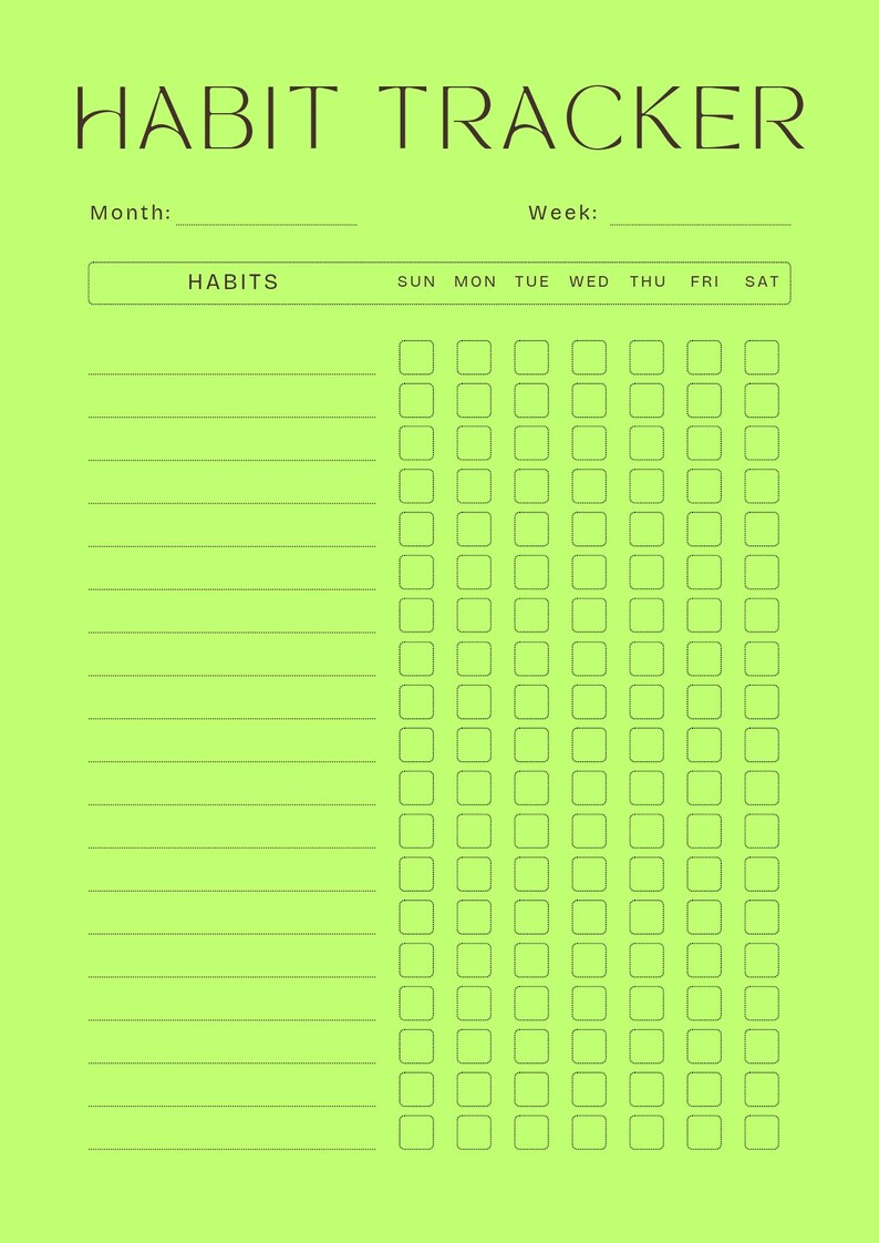 Monthly Habit Tracker,printable Pdf, Instant Downlod. - Etsy