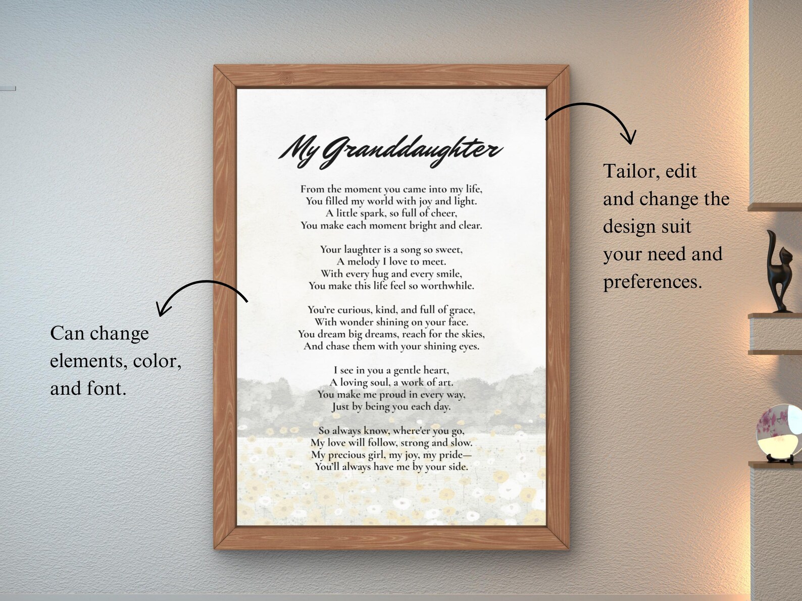 My Granddaughter Poetry, Printable Wall Art for Grandchild, Poem for ...