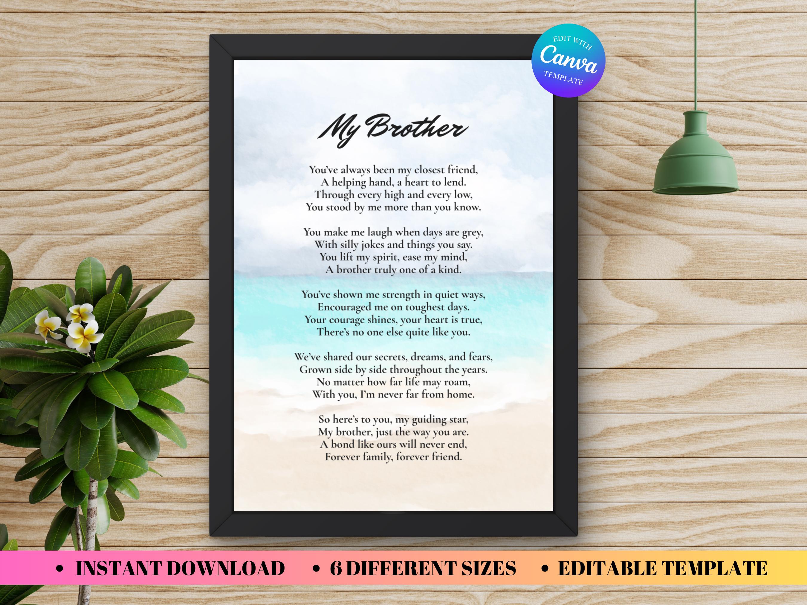 Brother Poem Print: Heartfelt Gift for Brother (digital Download) - Etsy