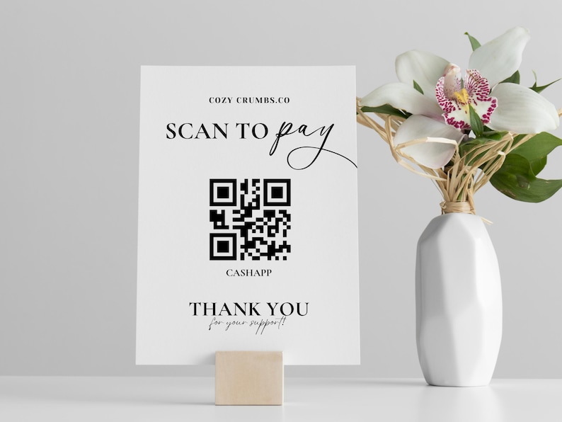Scan Qr Code Small Business Code Sign Paypal & Venmo, Virtual Tip Jar ...