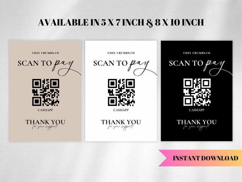 Scan Qr Code Small Business Code Sign Paypal & Venmo, Virtual Tip Jar ...