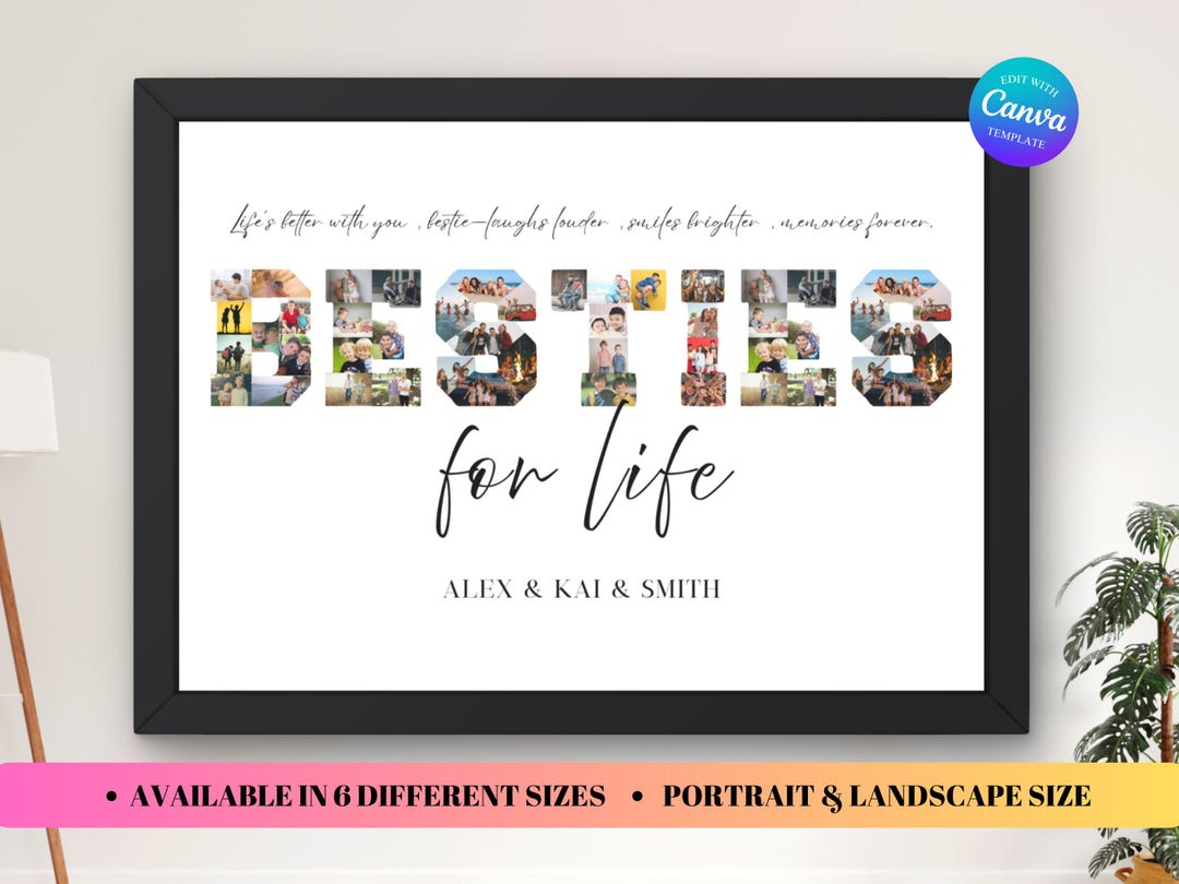 Besties Photo Collage Frame Template, Custom Friendship Memory Board ...