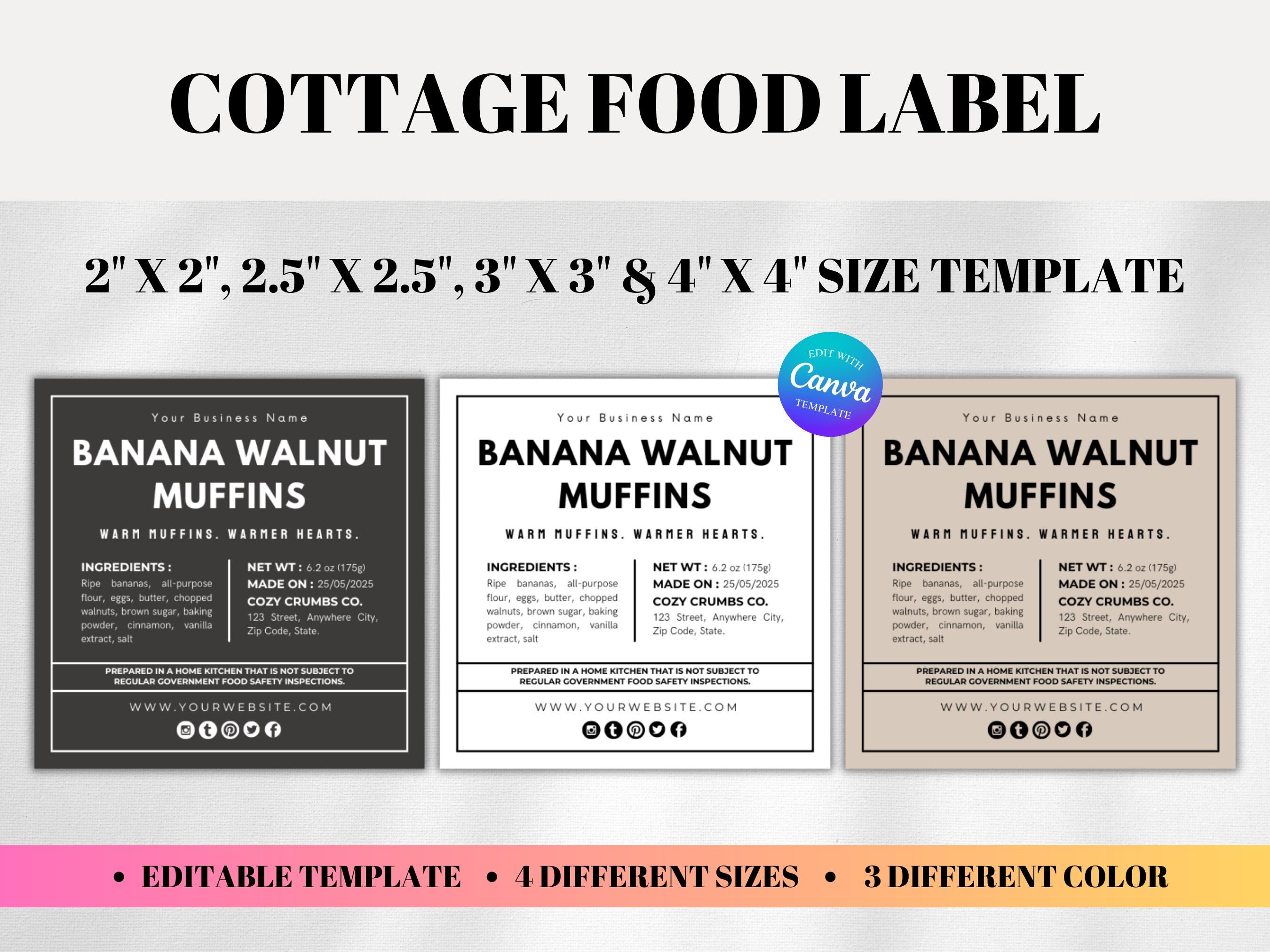 Cottage Food Labels, Ingredients Cookies Baking Stickers, Printable ...