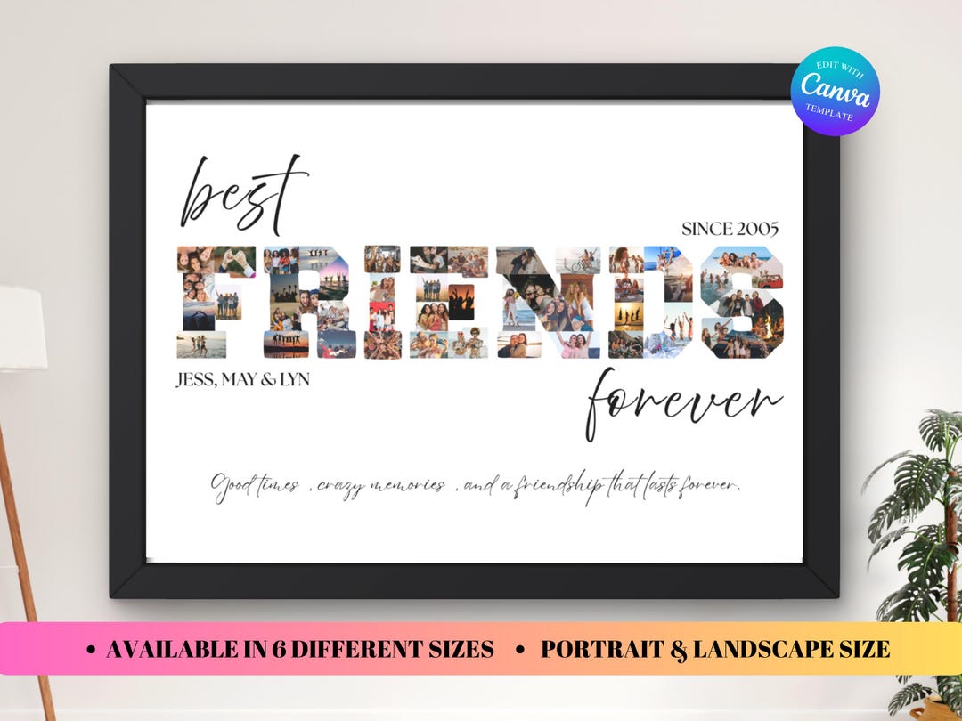 Friends Photo Collage Frame Template, Digital Gift for Her ...