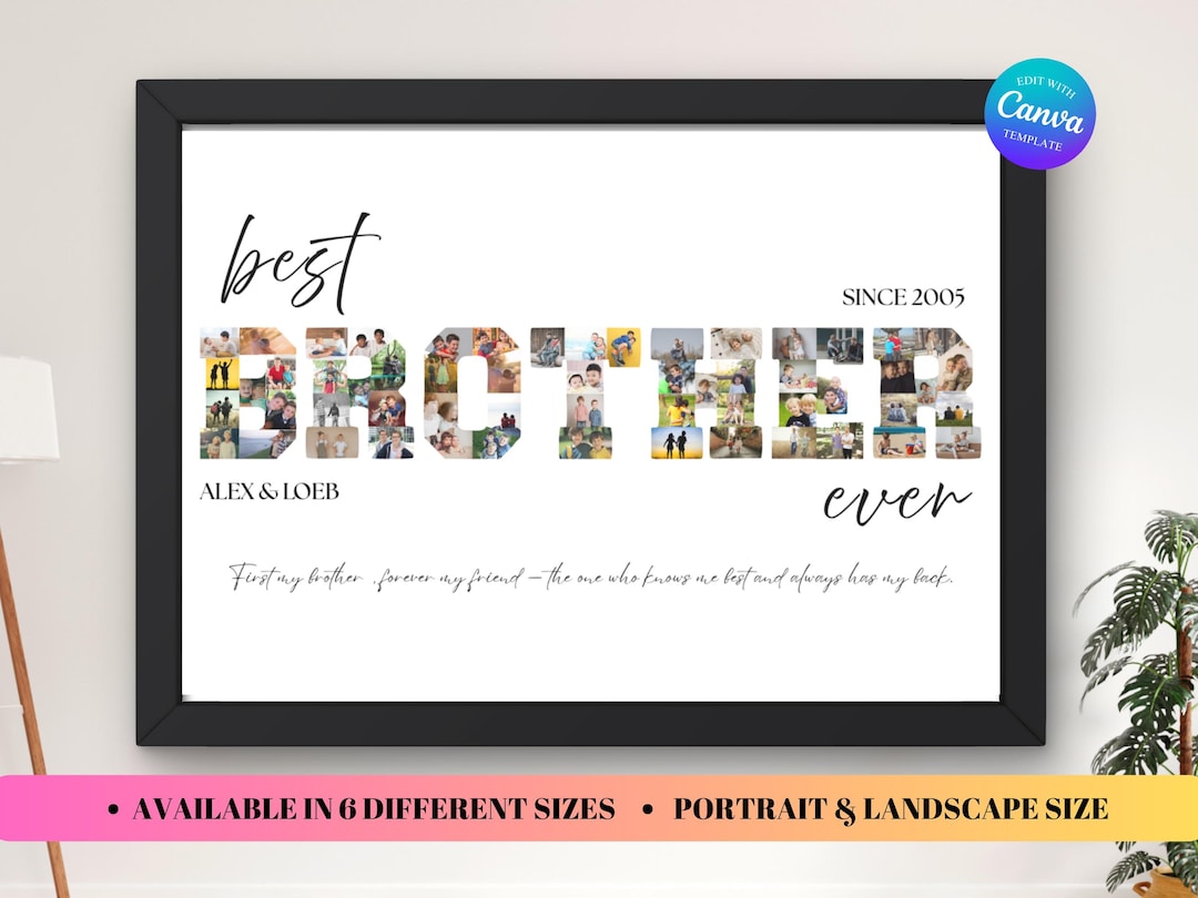Brother Photo Collage Template, Personalized Brotherhood Photo Frame ...