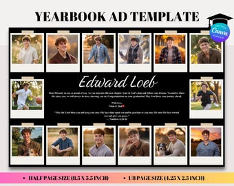 Editable Senior Yearbook Ad Template: Half Page Tribute (digital ...
