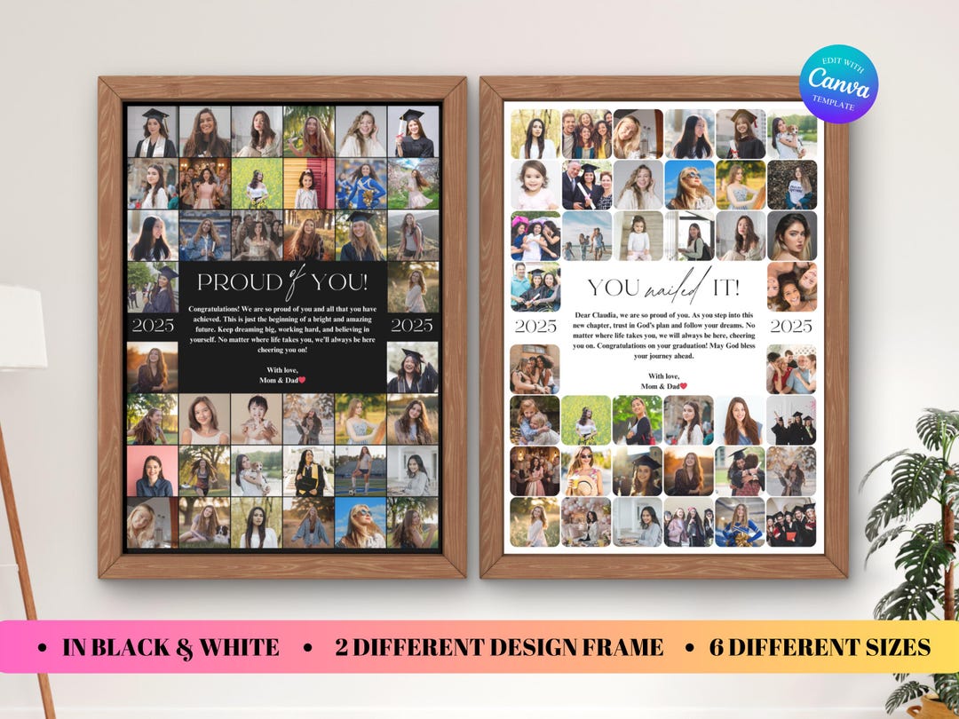 Graduation Photo Collage Template Set, Graduation Welcome Sign ...