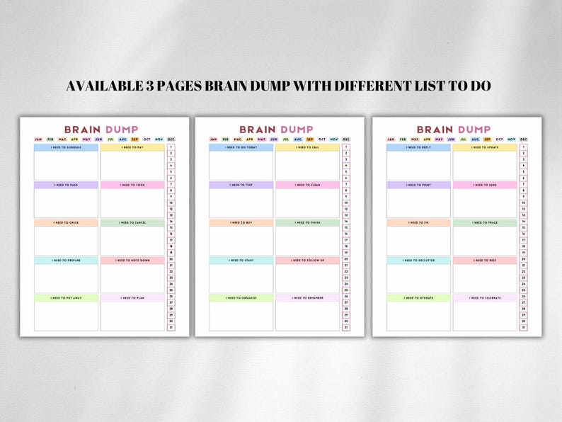 Brain Dump ADHD Editable Cheat Sheet, ADHD Daily Planner, Priority ...