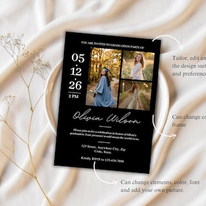 Graduation Invitation Template, Graduate Party Photo Announcement ...