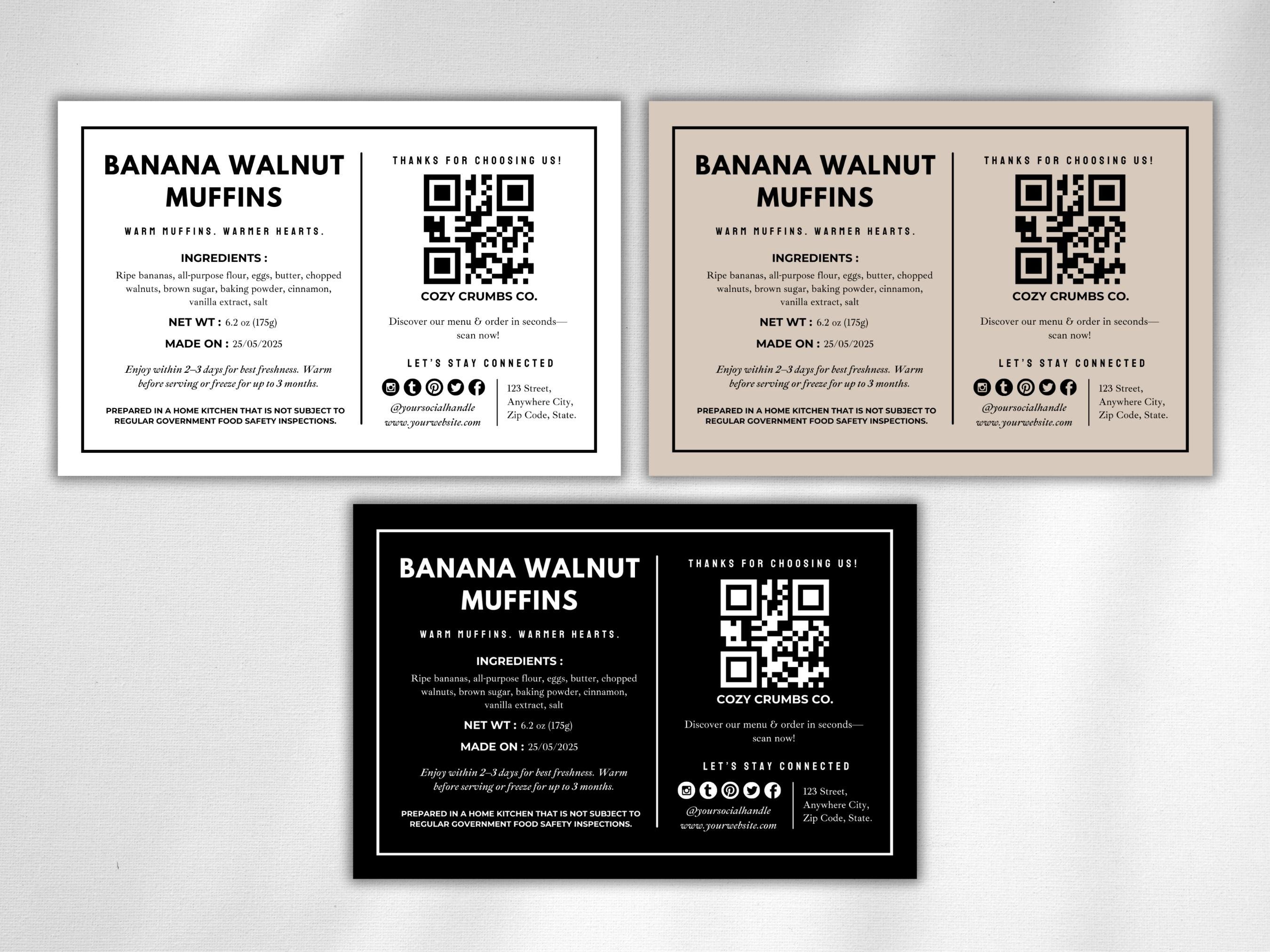 Cottage Food Labels With QR Code Editable, Cottage Law Bakery Stickers ...