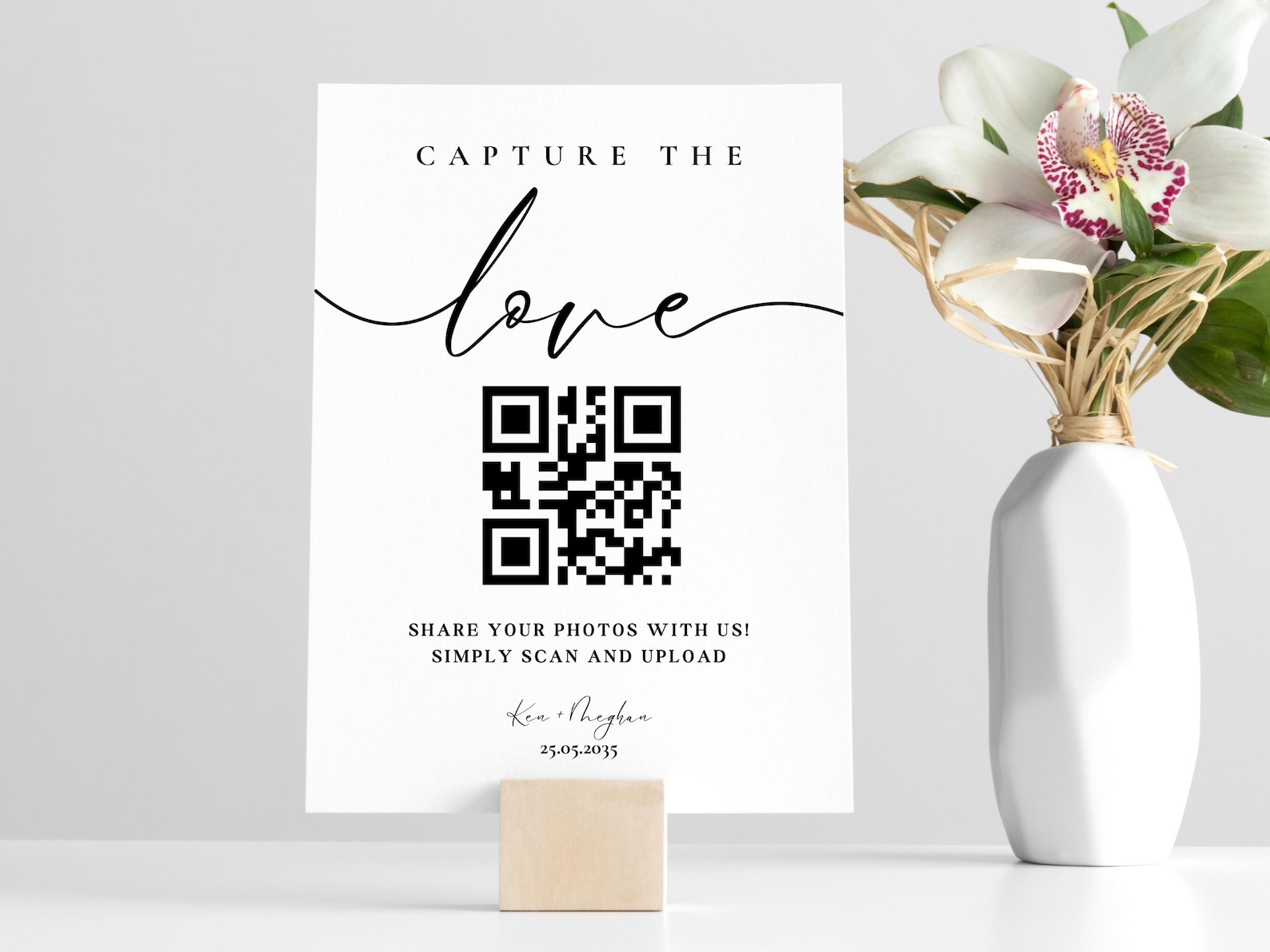 Share the Love Scan QR Code, Capture the Love Wedding Sign, Elegant ...