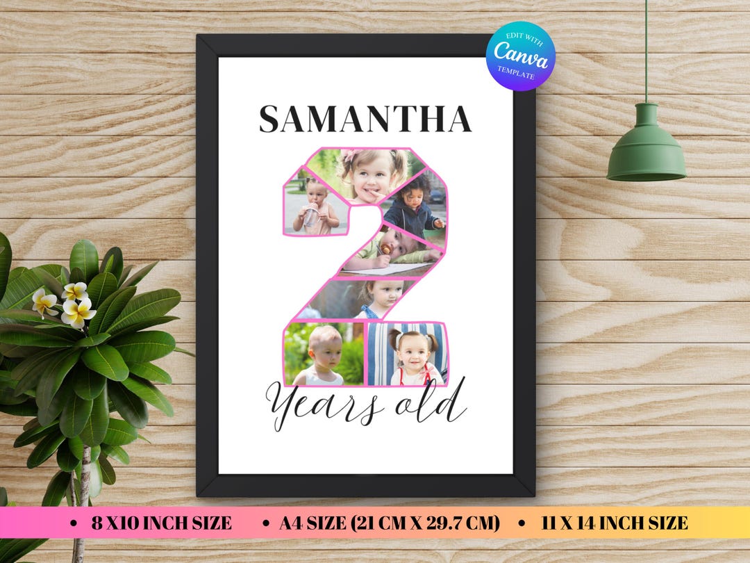 Number 2 Photo Collage Template, Birthday Collage Number Two, Number ...