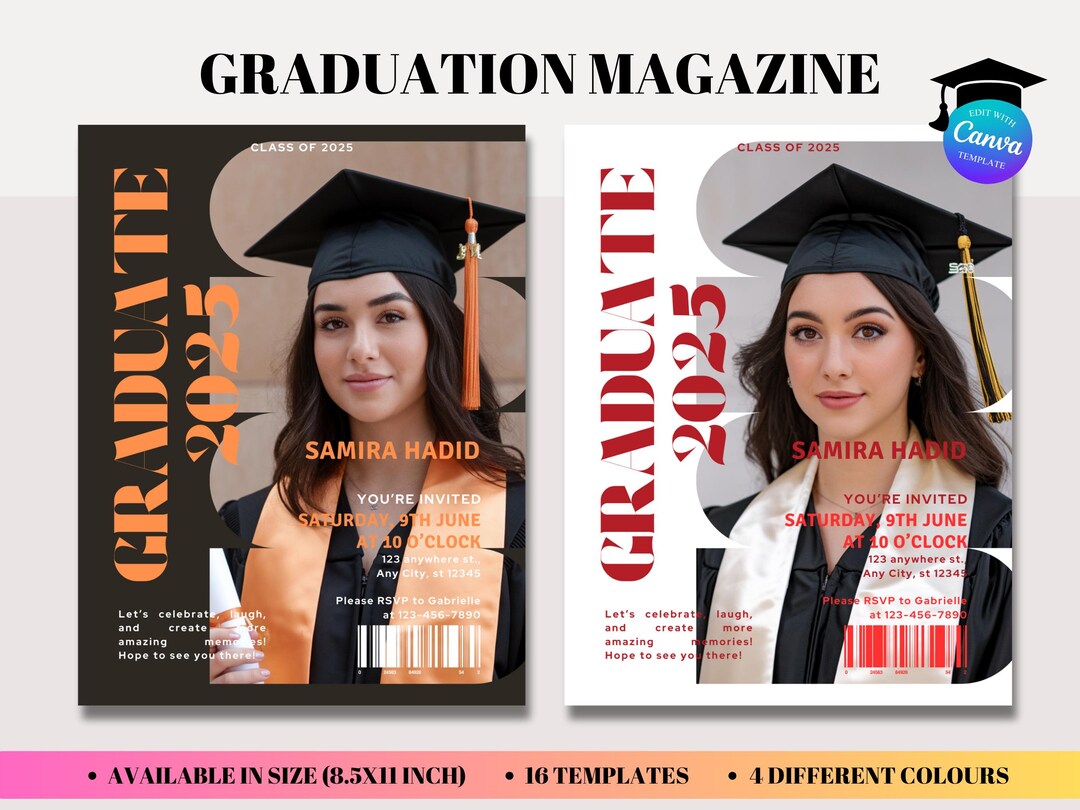 Graduation Magazine Template Bundle, 2025 Graduation, Senior Class of ...