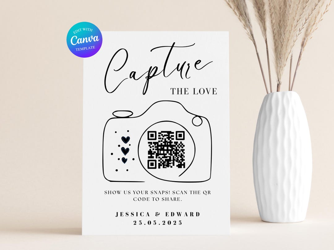 Photo QR Code Sign for Weddings | Printable Guest Wedding Photo Upload ...