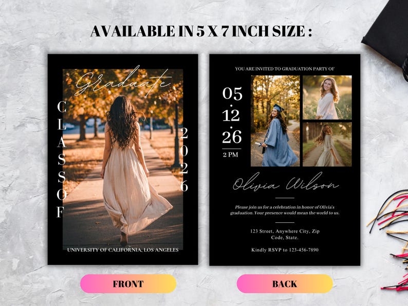 Graduation Invitation Template, Graduate Party Photo Announcement ...