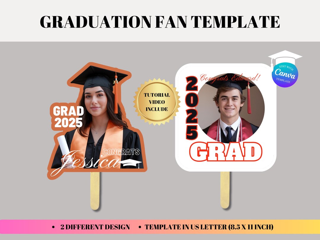 2025 Senior Graduate Fan Template, 2 Graduation Fan Template, Custom ...
