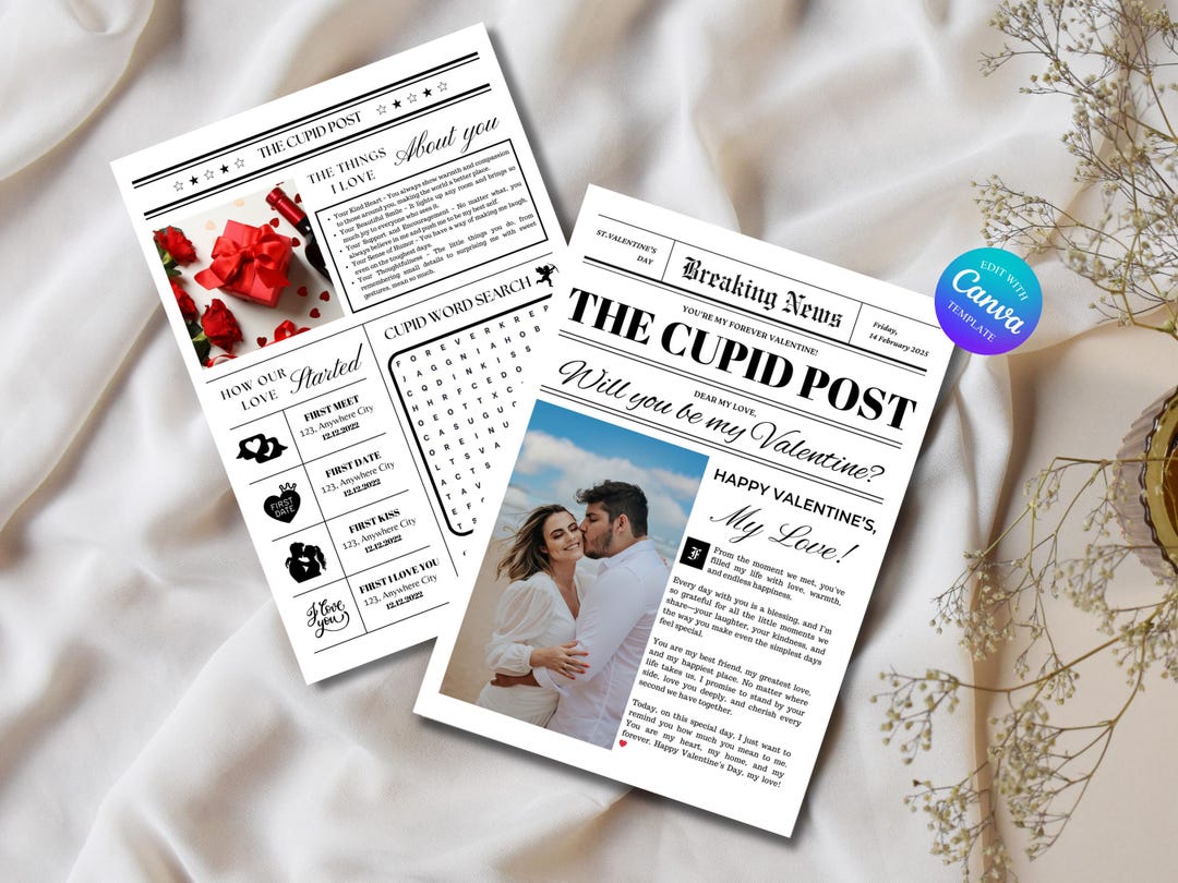 Valentine's Day Cupid Post Newspaper Gift for Her Custom Newspaper ...