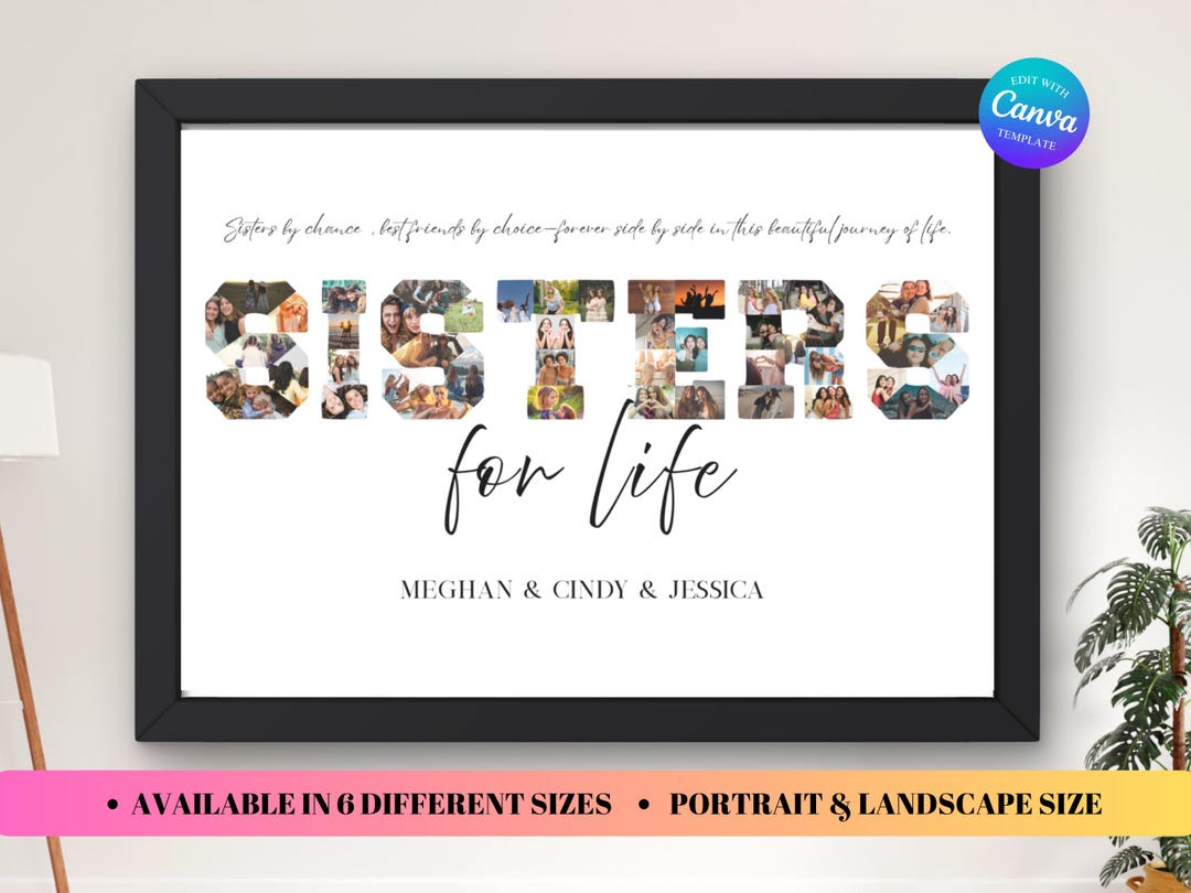 Sisters Photo Collage Template, Personalized Keepsake Wall Art Gift ...