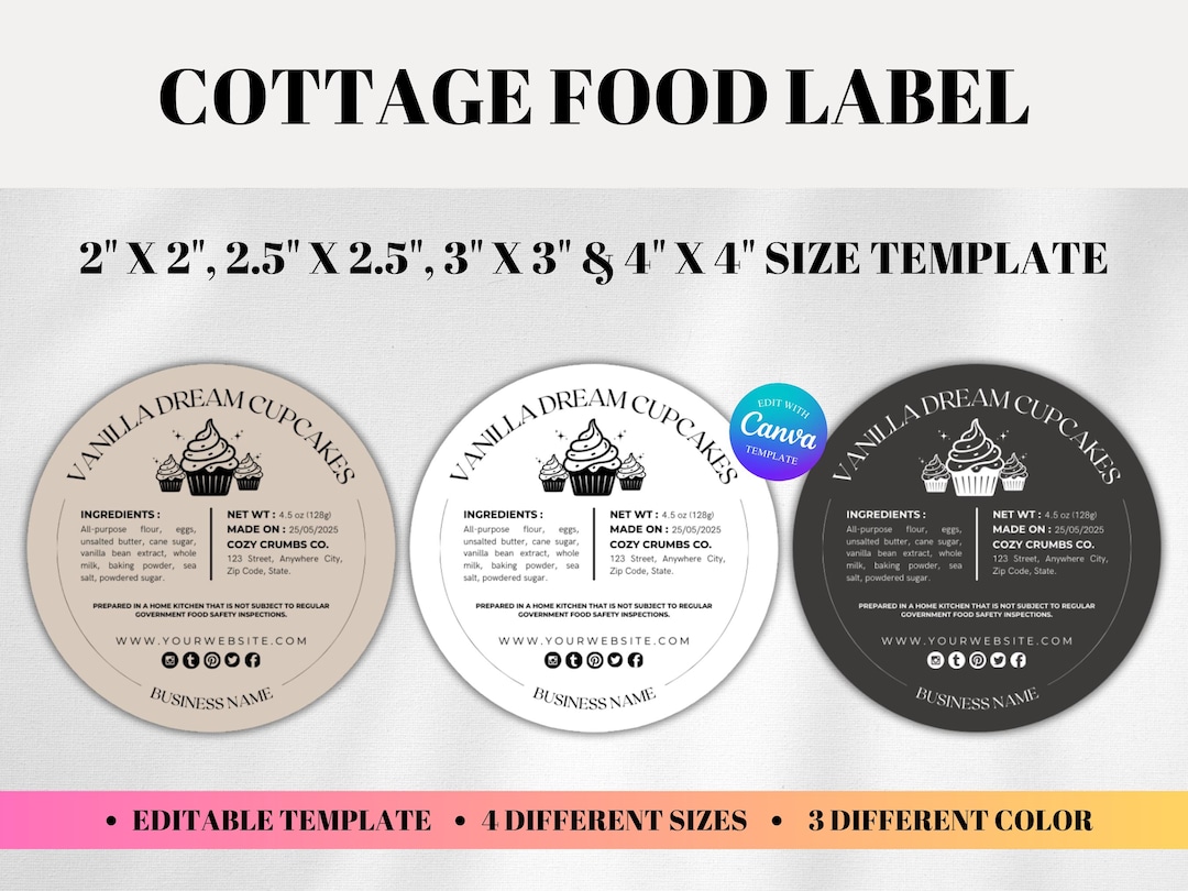 Cottage Food Labels Template, Cottage Baking Label, Cottage Law Cookie ...